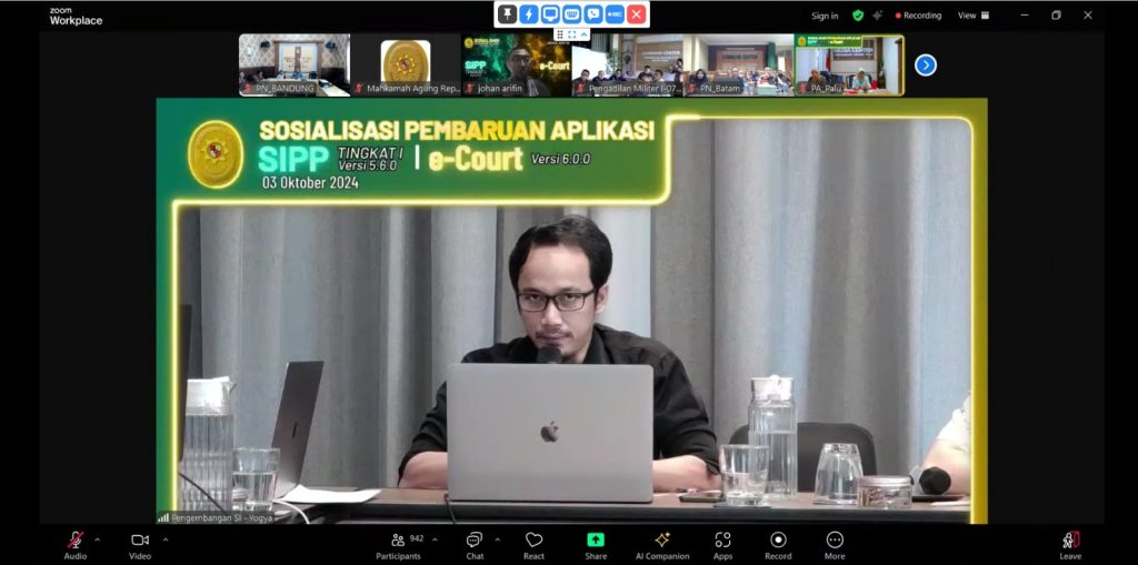 Sosialisasi Pembaruan Aplikasi SIPP Tingkat Pertama versi 5.6.0 dan Aplikasi e-Court versi 6.0.0 ...